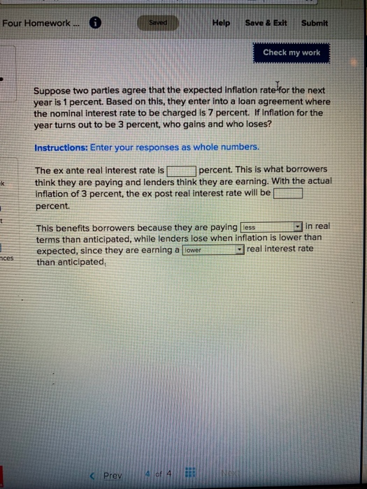Solved Four Homework ... Saved Help Save & Exit Submit Check | Chegg.com