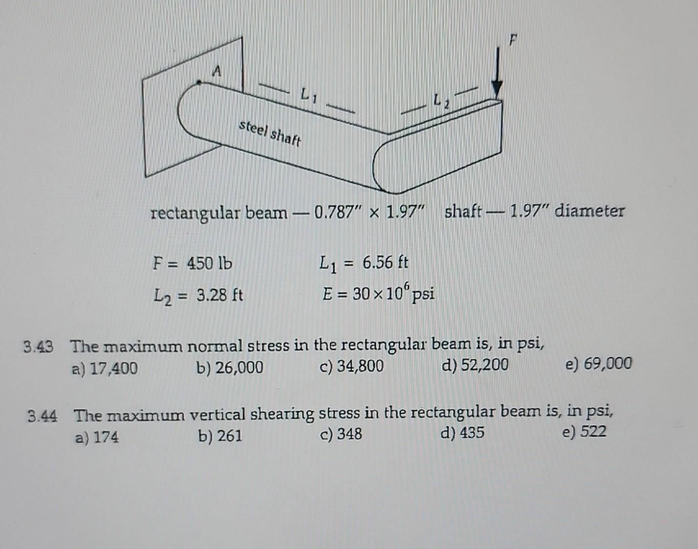 Solved rectangular beam −0.787′′×1.97′′ shaft −1.97′′ | Chegg.com