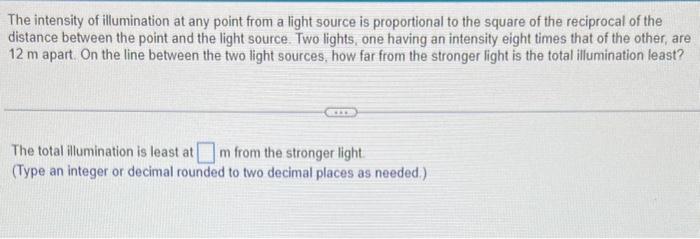 Solved The intensity of illumination at any point from a | Chegg.com