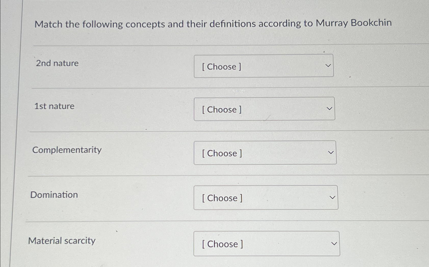Solved Match the following concepts and their definitions | Chegg.com