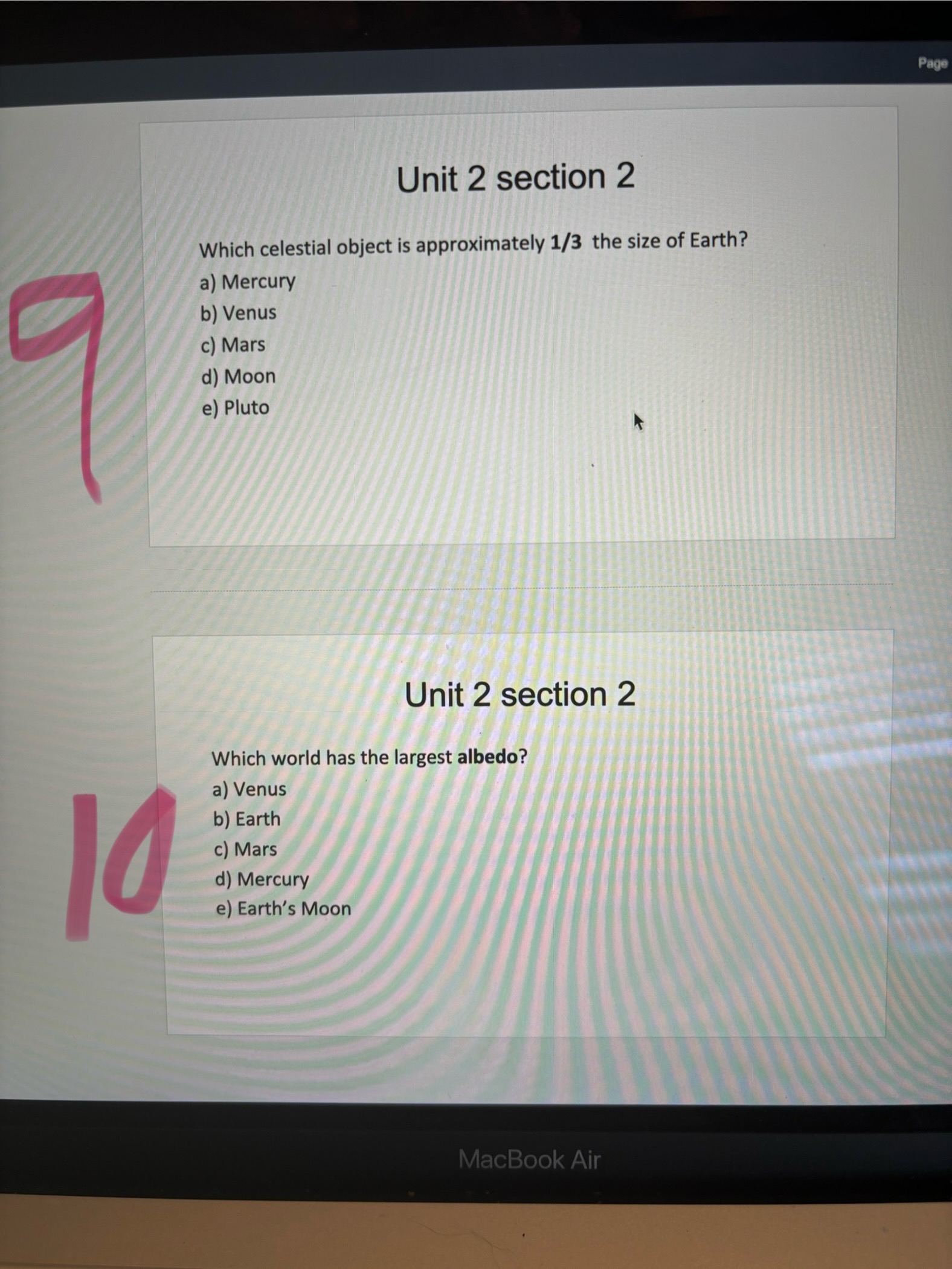 Solved Unit 2 ﻿section 2Which celestial object is | Chegg.com