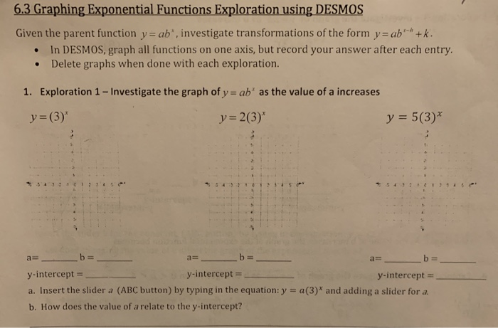 Solved 6.3 Graphing Exponential Functions Exploration using | Chegg.com