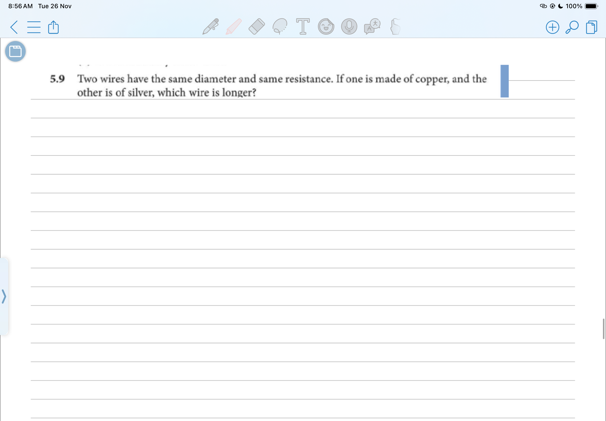 Solved 8:56 ﻿AM Tue 26 ﻿Nov100%5.9 ﻿Two wires have the same | Chegg.com