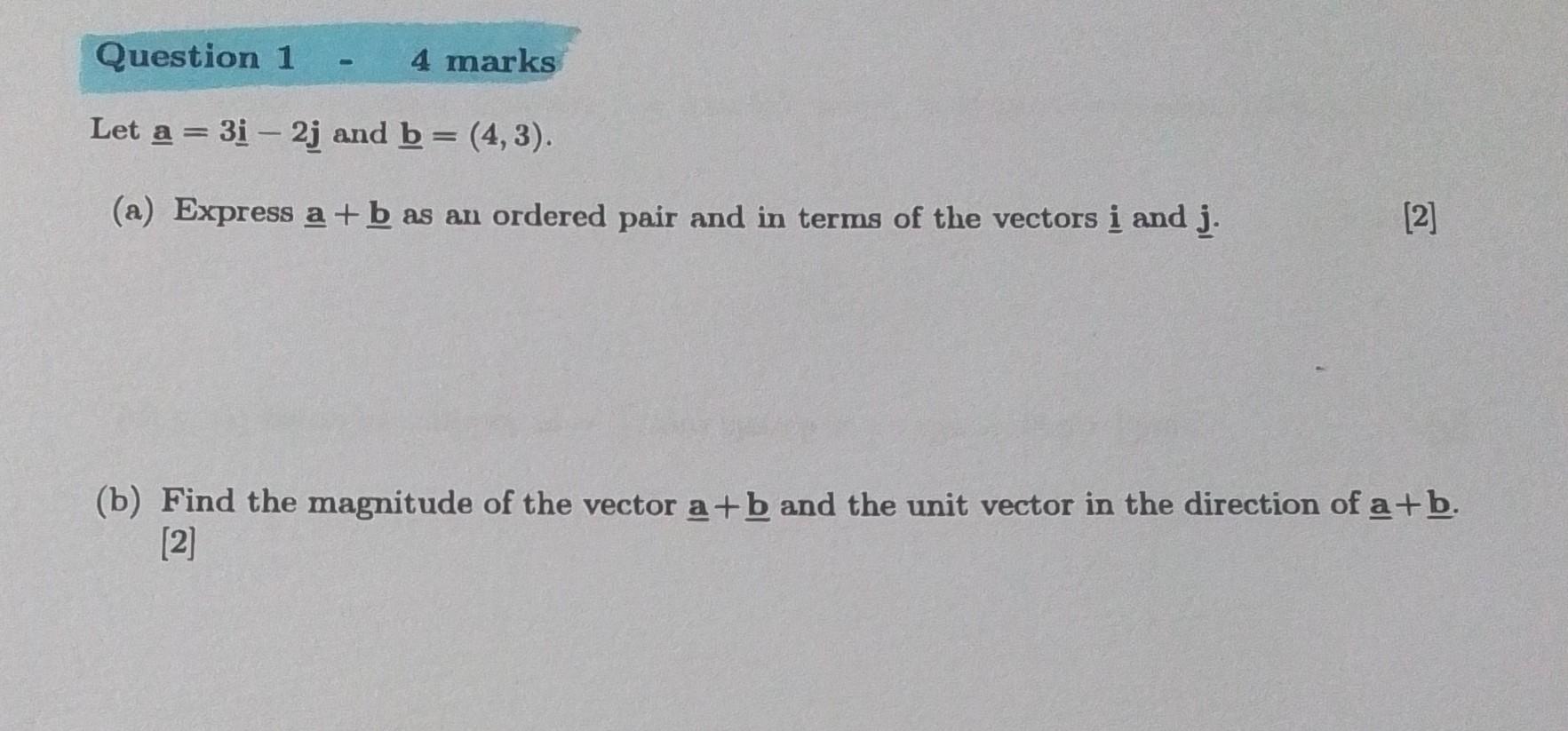 Solved Let \\( \\underline{\\mathbf{a}}=3 | Chegg.com