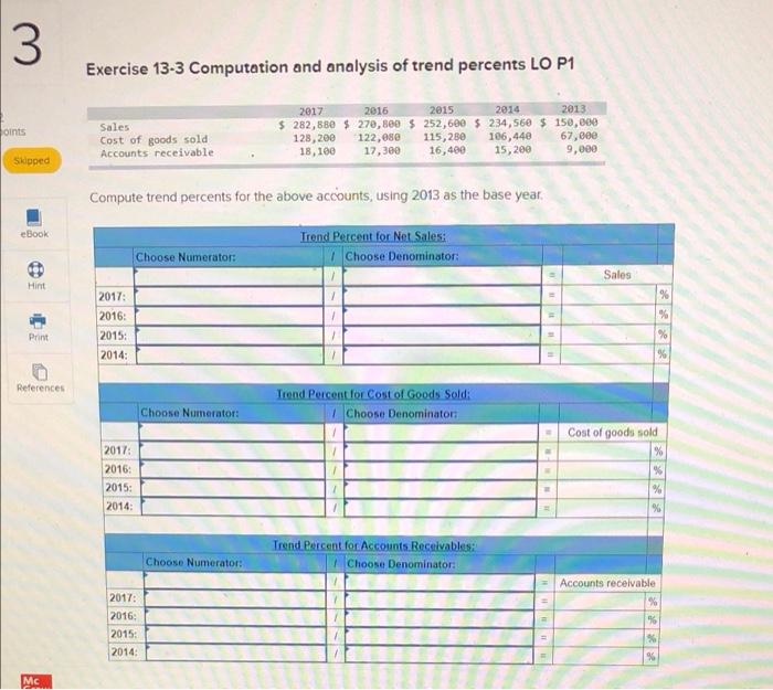Solved 3 Exercise 13-3 Computation and analysis of trend | Chegg.com