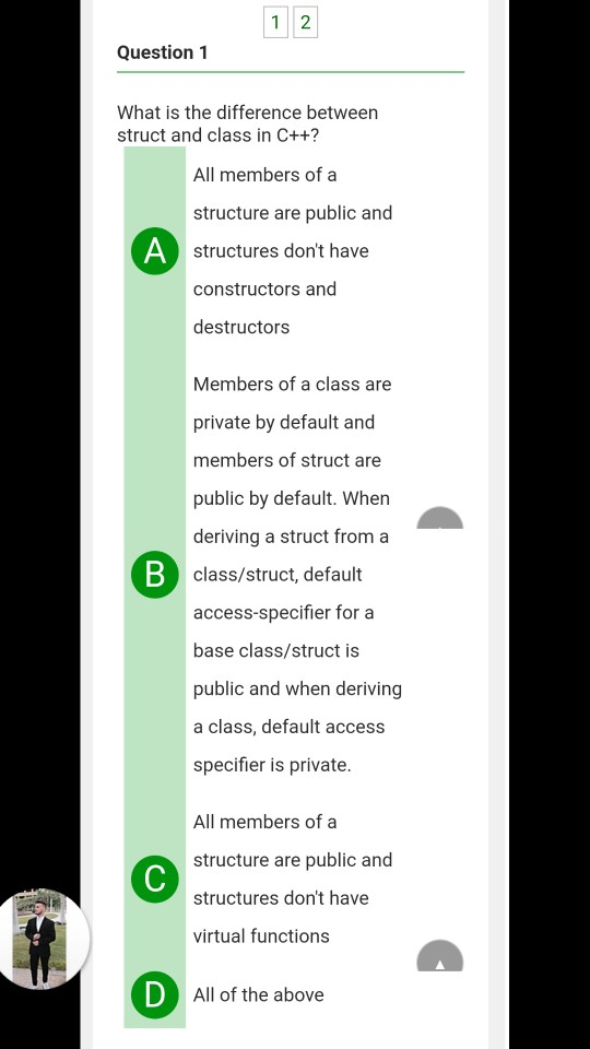 Solved 1 2 Question 1 What Is The Difference Between Struct