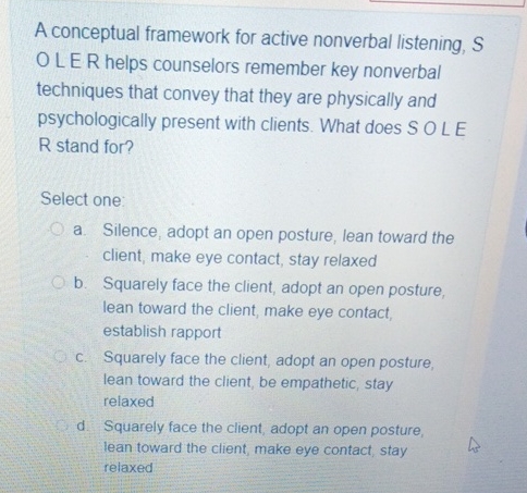 Solved A conceptual framework for active nonverbal | Chegg.com