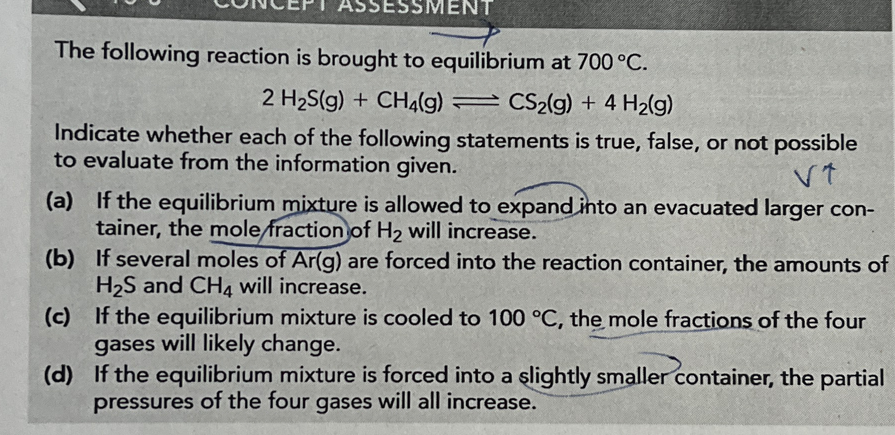Solved The following reaction is brought to equilibrium at | Chegg.com