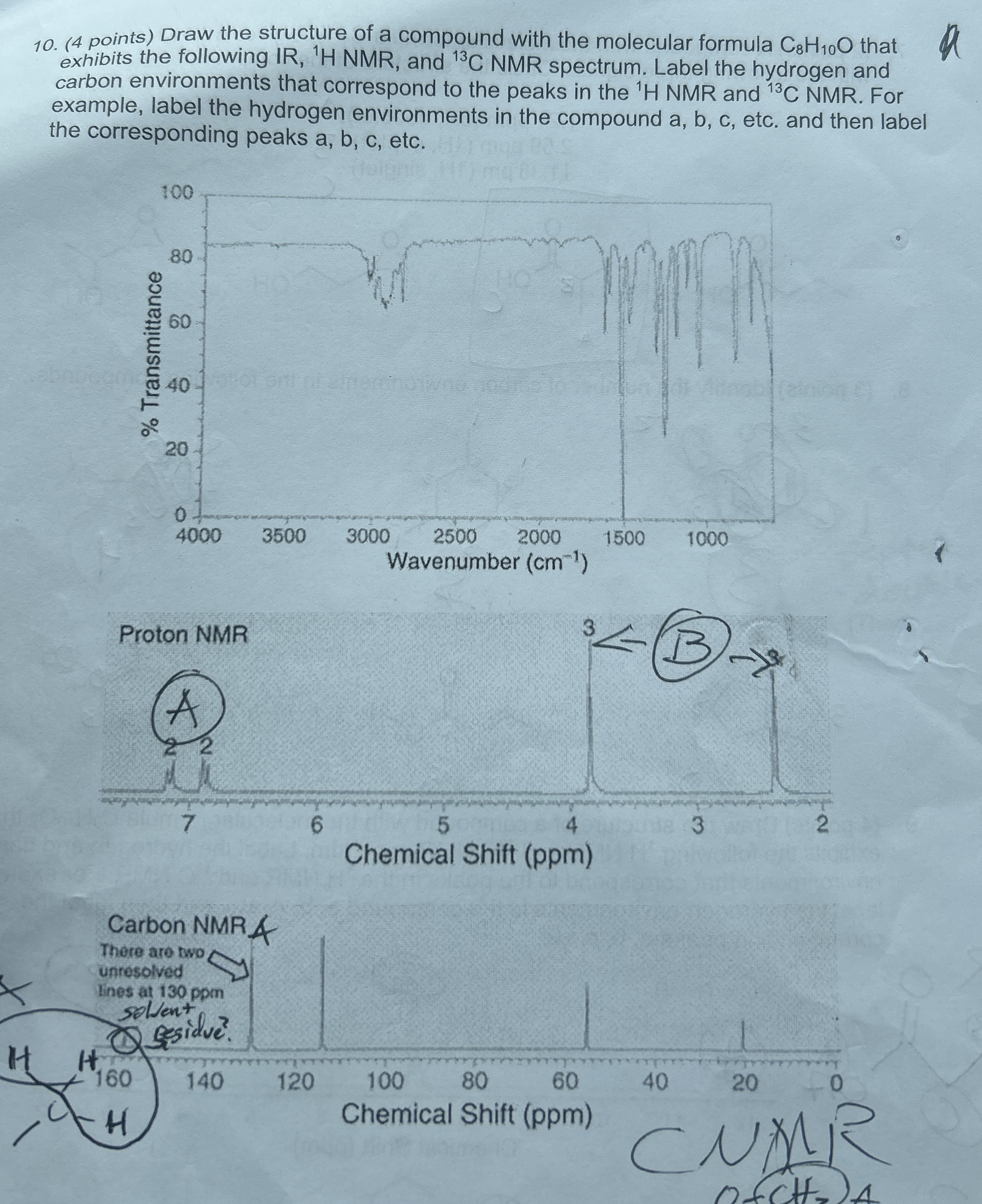 Solved (4 ﻿points) ﻿Draw the structure of a compound with | Chegg.com