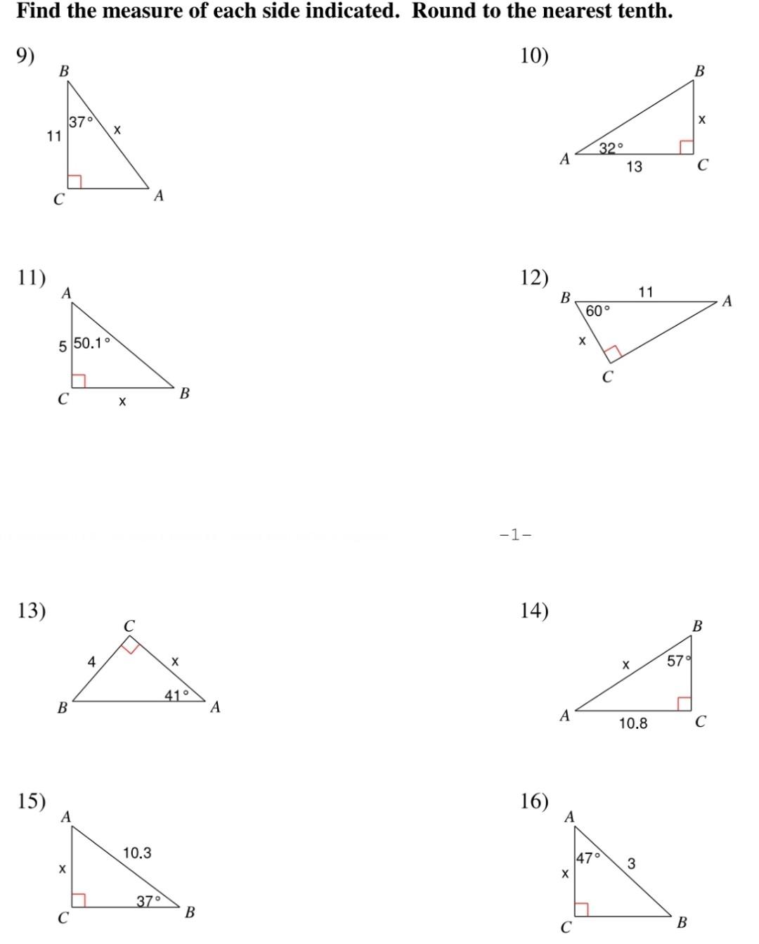 Solved Find the measure of each side indicated. Round to the | Chegg.com