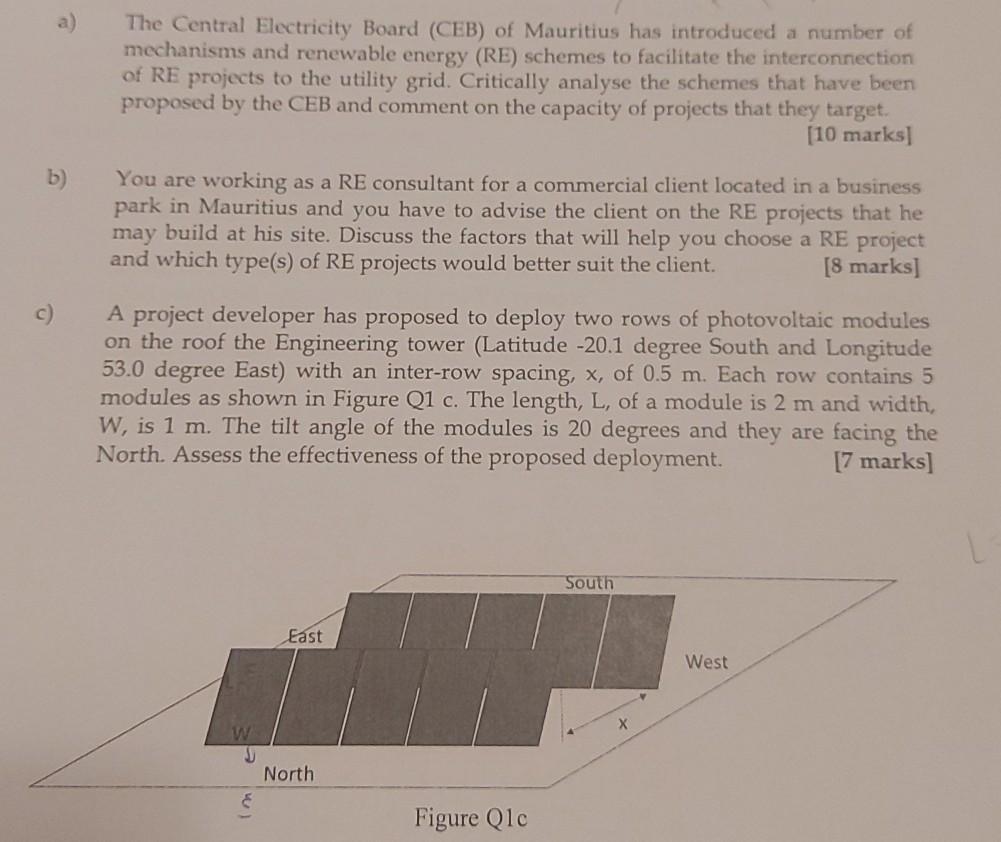 a) The Central Electricity Board (CEB) of Mauritius | Chegg.com