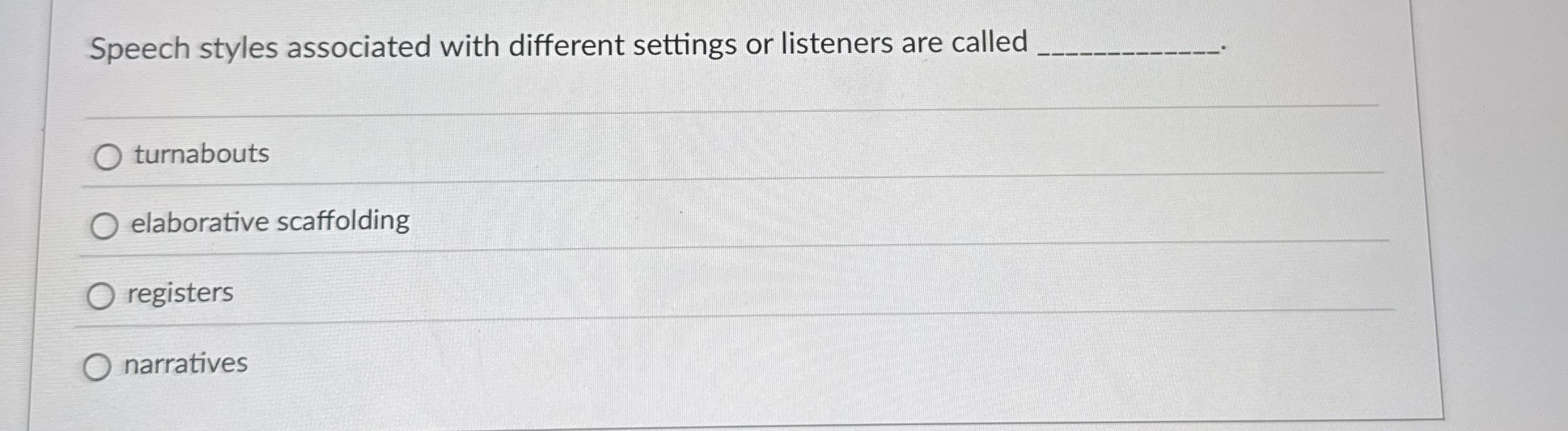 Solved Speech styles associated with different settings or | Chegg.com
