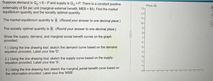 Solved Suppose demand is Qp=8−P and supply is QS=P. There is | Chegg.com