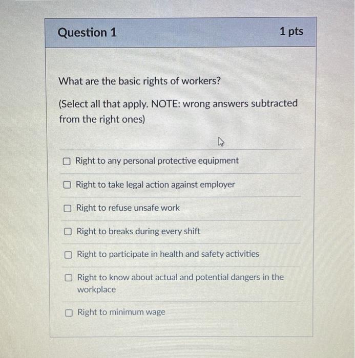 Solved Question 1 1 pts What are the basic rights of | Chegg.com