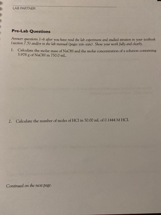 Solved LAB PARTNER Pre-Lab Questions Answer questions 1-6 | Chegg.com Solved LAB PARTNER Pre-Lab Questions Answer questions 1-6 | Chegg.com
