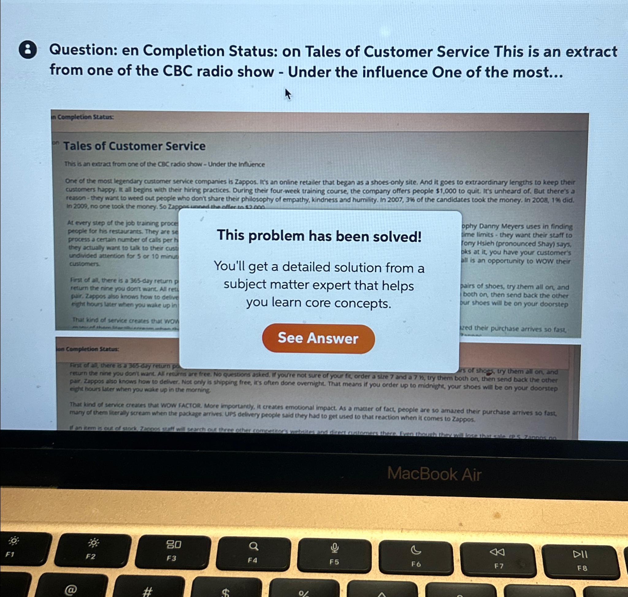 Solved 8 ﻿Question: en Completion Status: on Tales of | Chegg.com