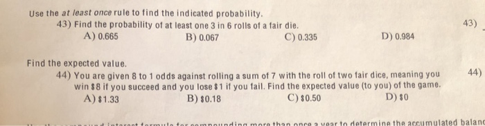 Solved Use the at least once rule to find the indicated | Chegg.com