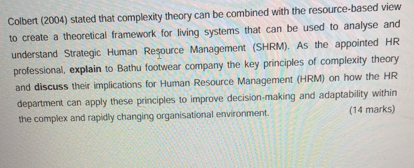 Solved Colbert (2004) ﻿stated that complexity theory can be | Chegg.com