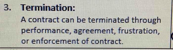 Solved 3. Termination: A contract can be terminated through | Chegg.com