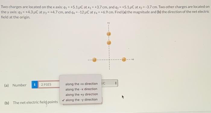Solved o charges are located on the x axis: q1=+5.1μC at | Chegg.com