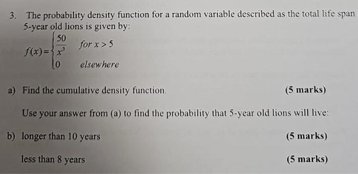 Solved 3. The probability density function for a random | Chegg.com