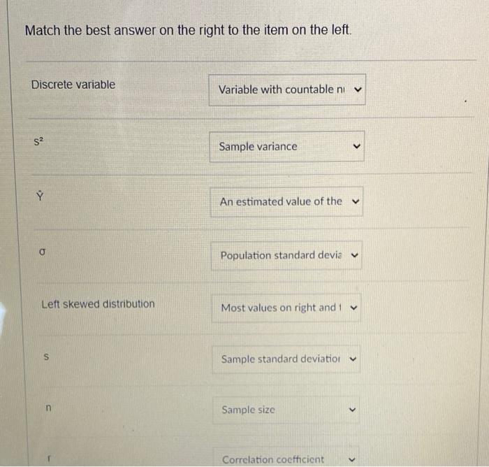 Solved Match the best answer on the right to the item on the | Chegg.com