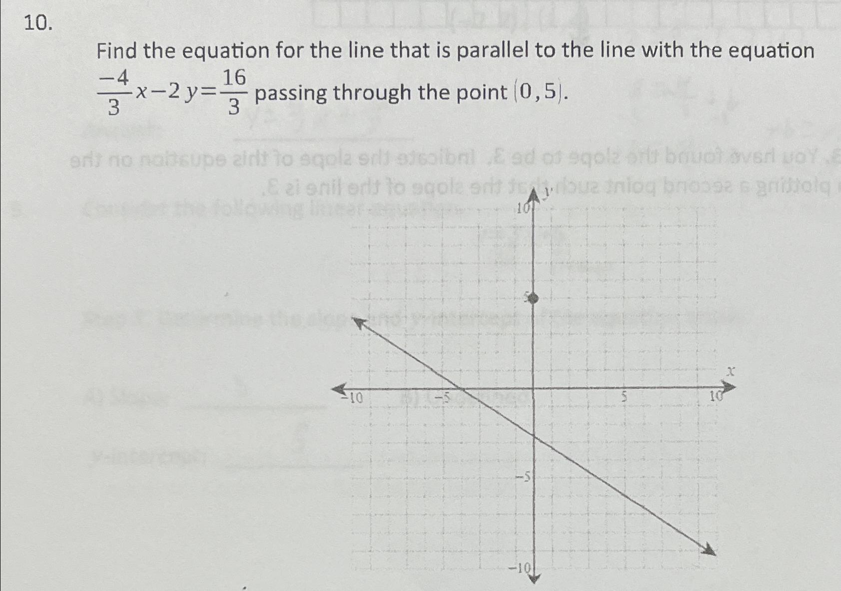Solved Find the equation for the line that is parallel to | Chegg.com