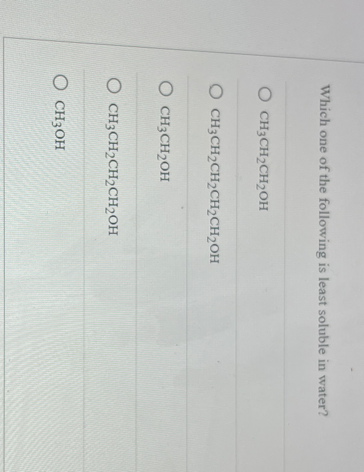 Solved Which one of the following is least soluble in | Chegg.com