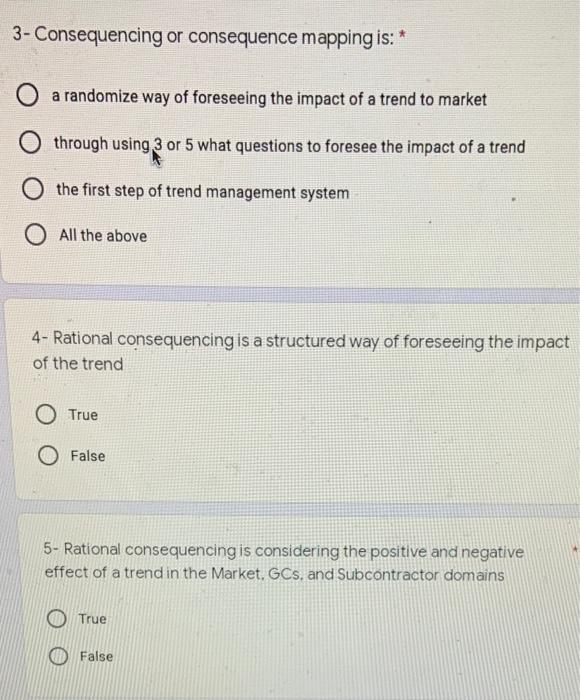 Solved 3-Consequencing or consequence mapping is: * O a | Chegg.com