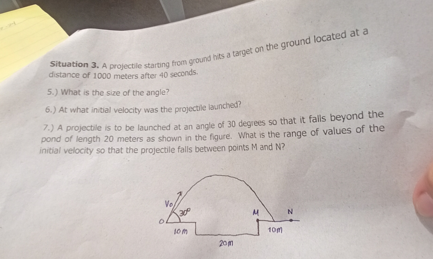 Solved Situation 3. ﻿A projectile starting from ground hits | Chegg.com