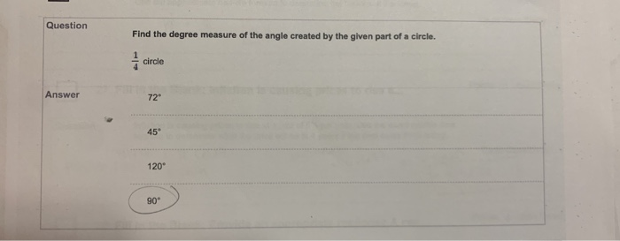 Solved Question Find the degree measure of the angle created | Chegg.com
