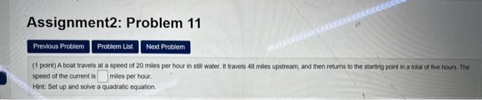 Solved Assignment2: Problem 11 Previous Problem Problem List | Chegg.com