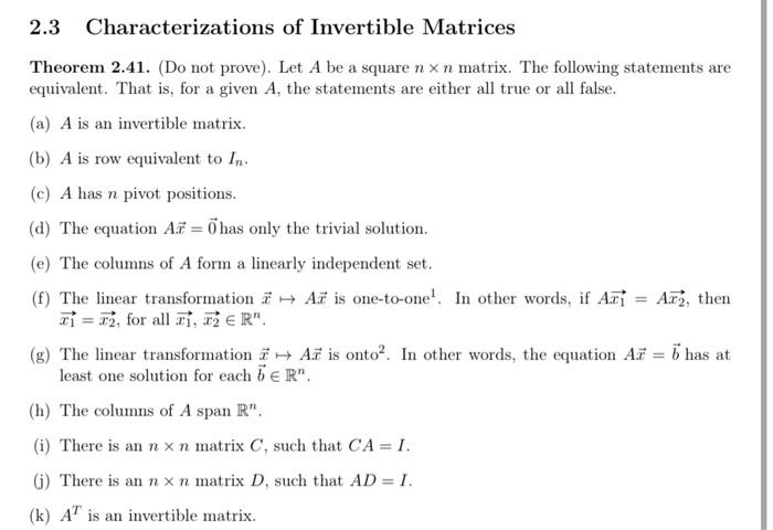 Solved 4. Without actually calculating the inverse matrix of | Chegg.com