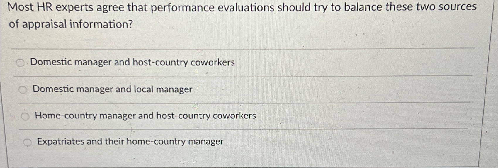 Solved Most HR experts agree that performance evaluations | Chegg.com