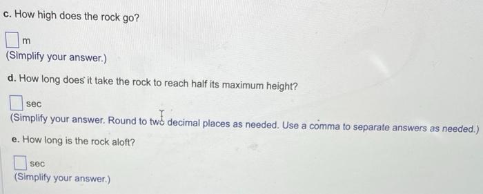 Solved A rock thrown vertically upward from the surface of | Chegg.com