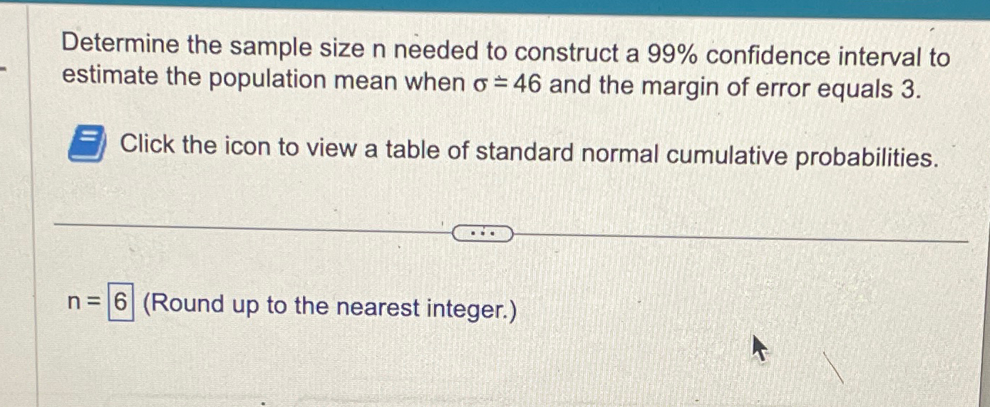 Solved Determine the sample size n ﻿needed to construct a | Chegg.com