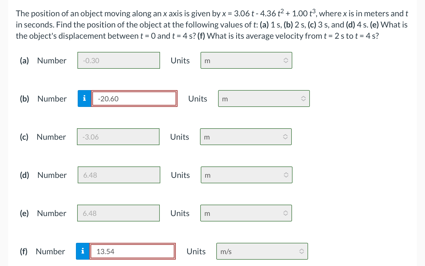 Solved The position of an object moving along an x ﻿axis is | Chegg.com