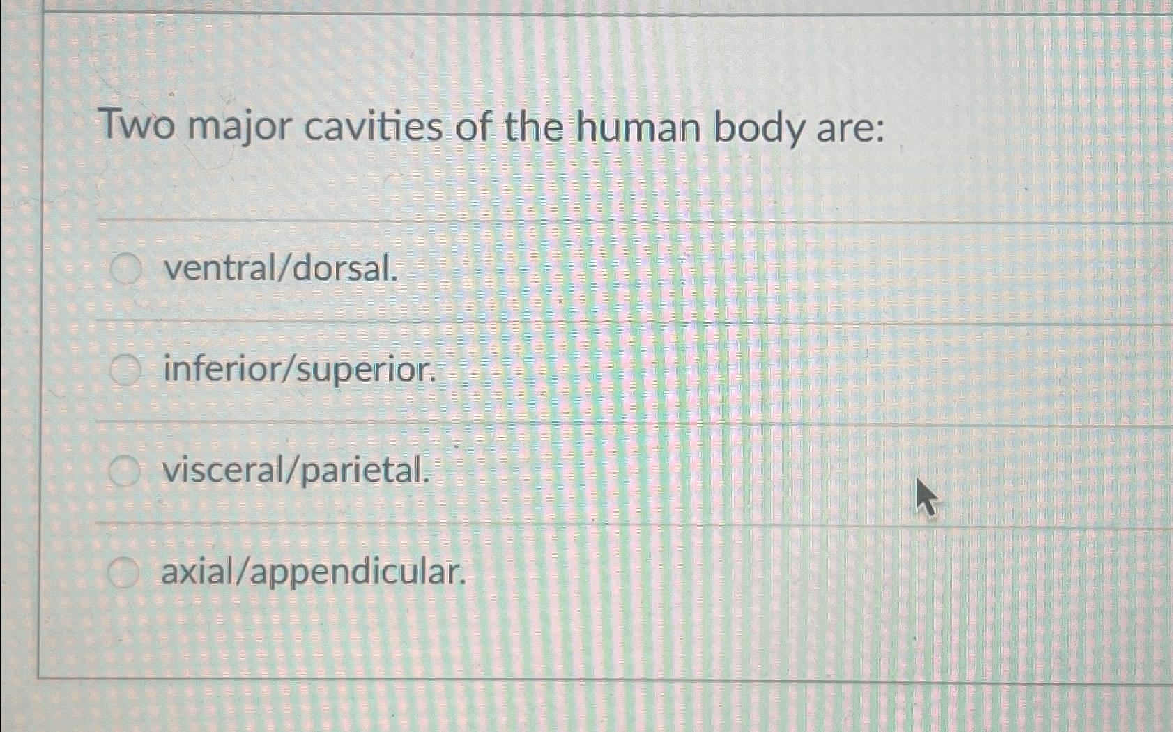 Solved Two major cavities of the human body | Chegg.com