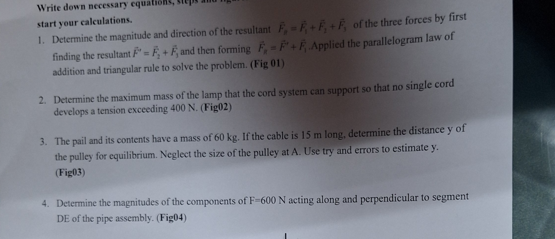 Solved Determine the maximum mass of the lamp that the cord | Chegg.com