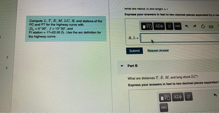 Solved Compute L,T,E,M,LC,R, and stations of the PC and PT | Chegg.com
