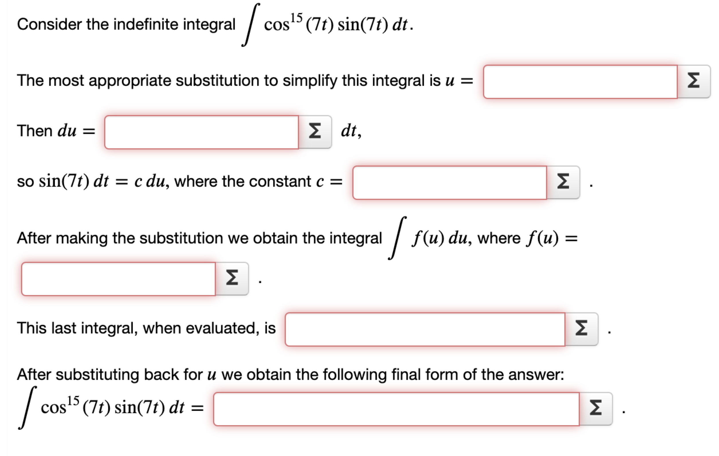 Solved Consider the indefinite integral | Chegg.com