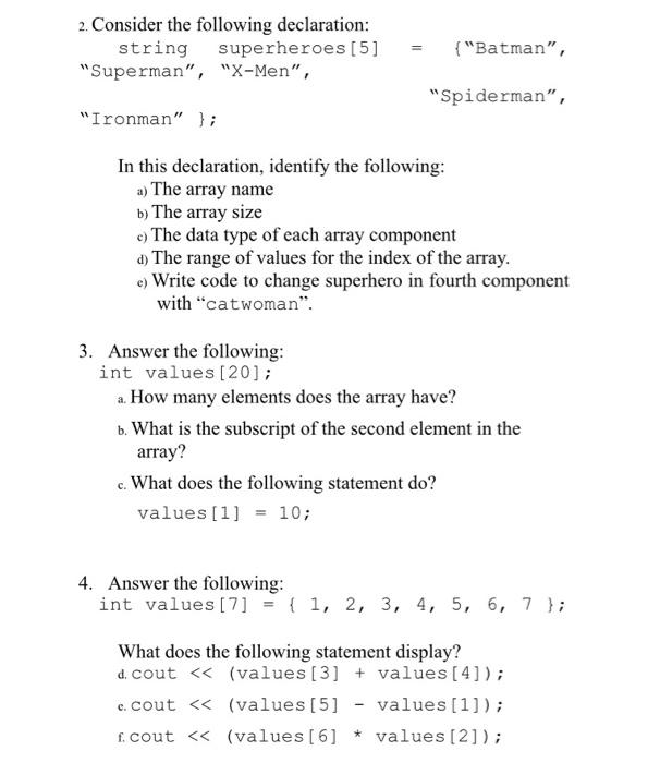 Solved 1. Write a C++ statement(s) that accomplish the | Chegg.com