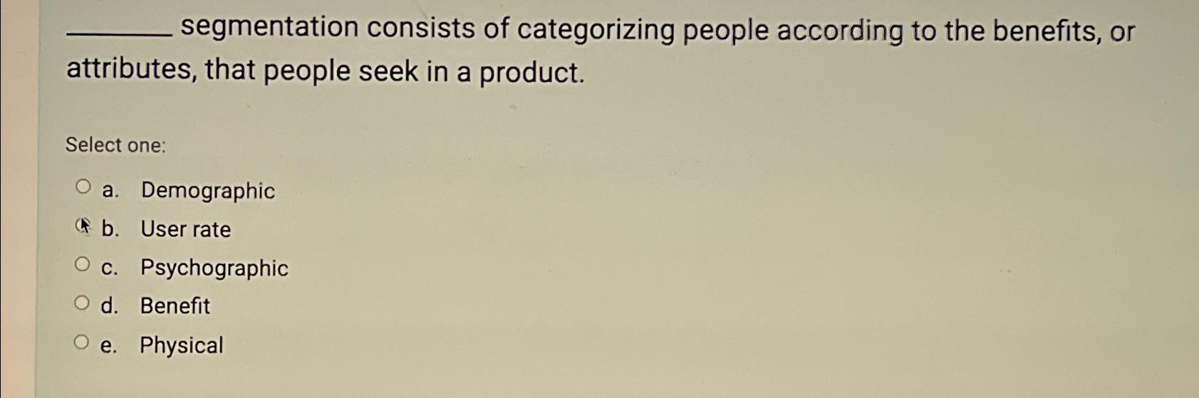 Solved segmentation consists of categorizing people | Chegg.com