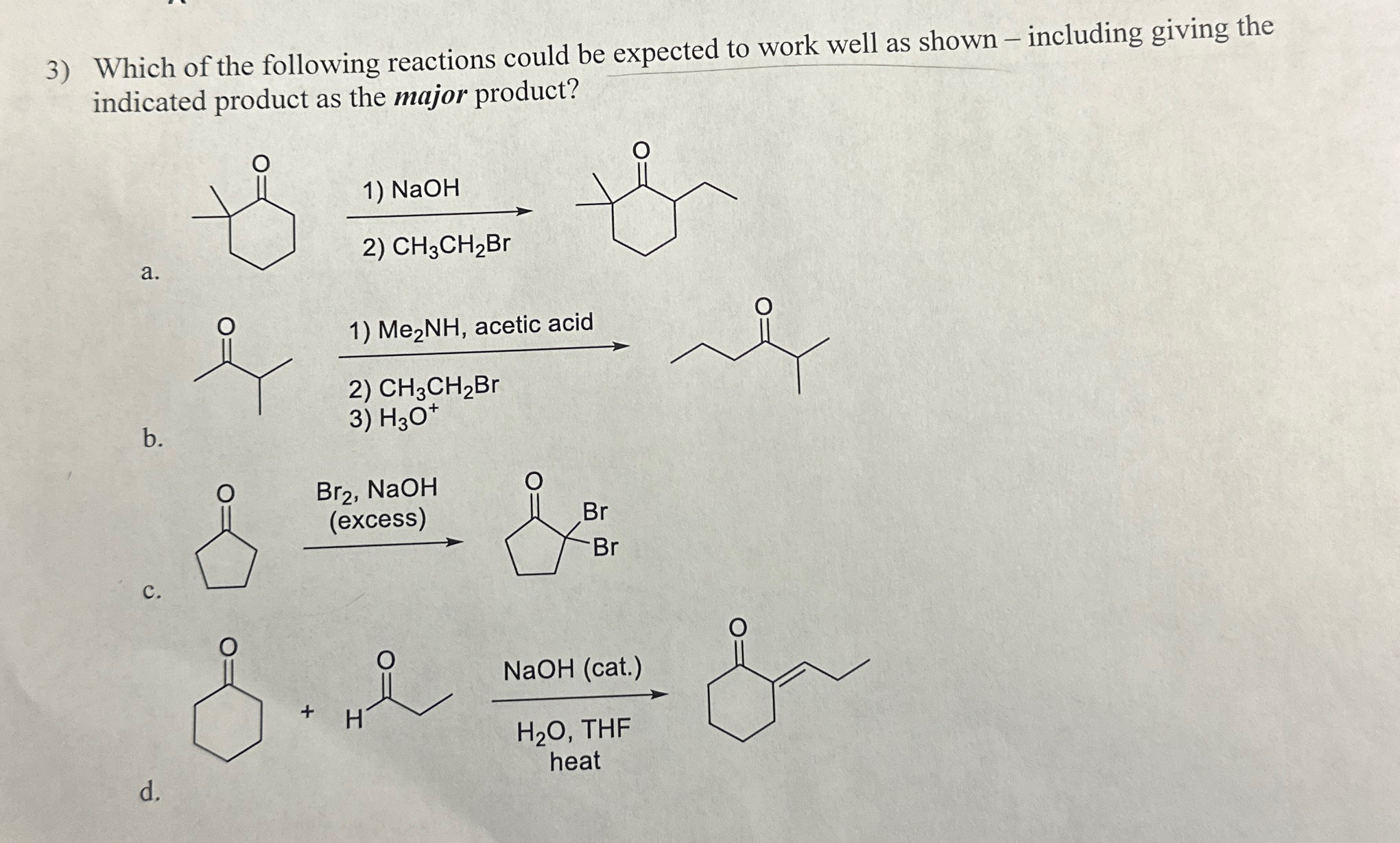 Solved Which of the following reactions could be expected to | Chegg.com