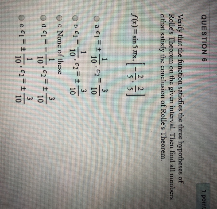 Solved QUESTION 6 1 point Verify that the function satisfies | Chegg.com