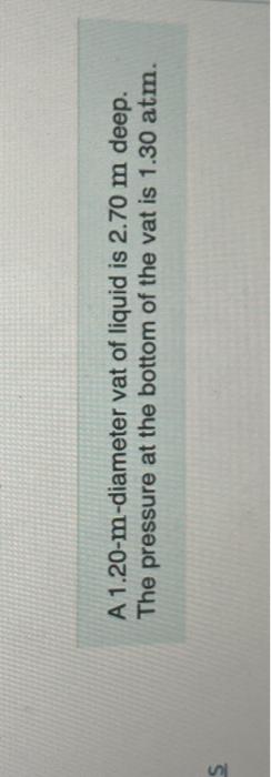 Solved A 1.20−m-diameter vat of liquid is 2.70 m deep. The | Chegg.com