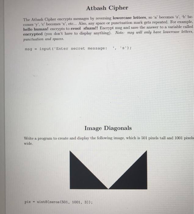 Solved Atbash Cipher The Athash Cipher encrypts messages | Chegg.com