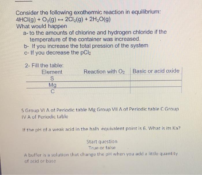 Solved Consider the following exothermic reaction in | Chegg.com