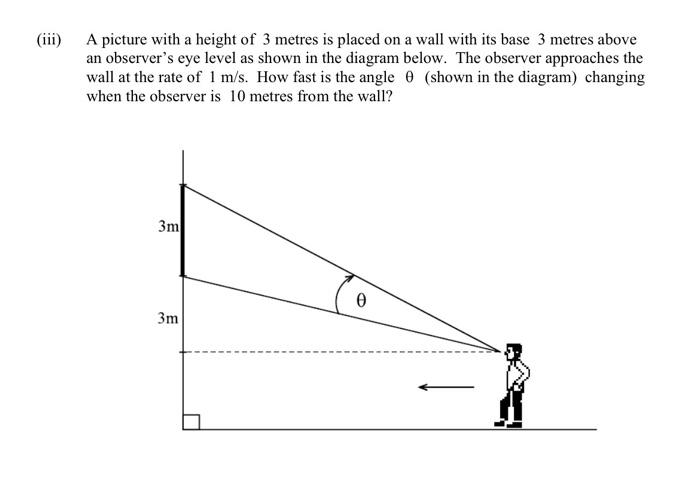 Solved (iii) A picture with a height of 3 metres is placed | Chegg.com