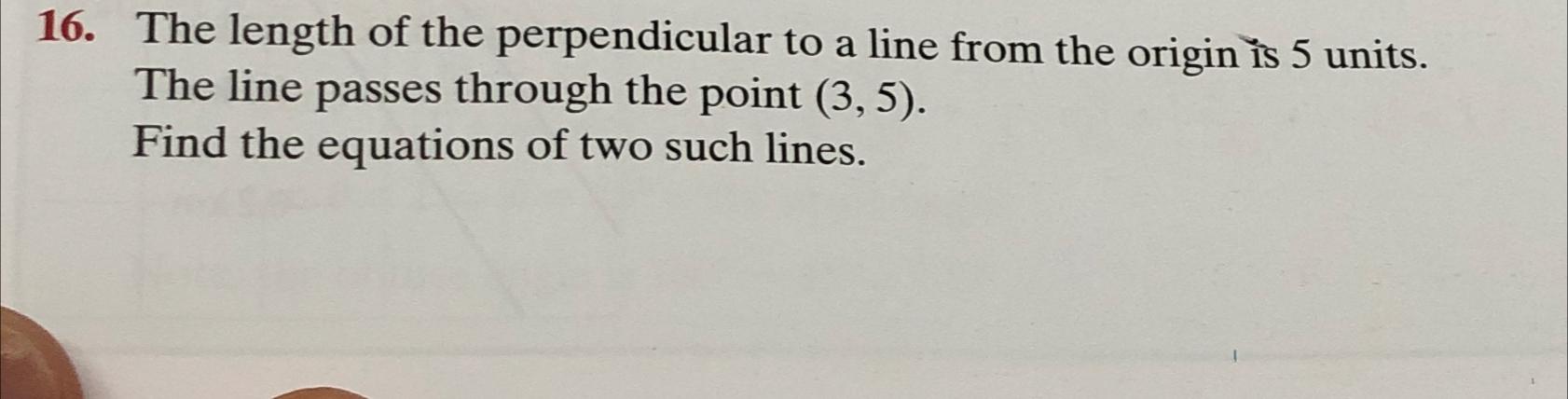Solved The length of the perpendicular to a line from the | Chegg.com